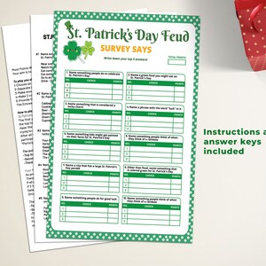 St Patricks Day Family Feud Game, Kids and Adult Party Games, St ...