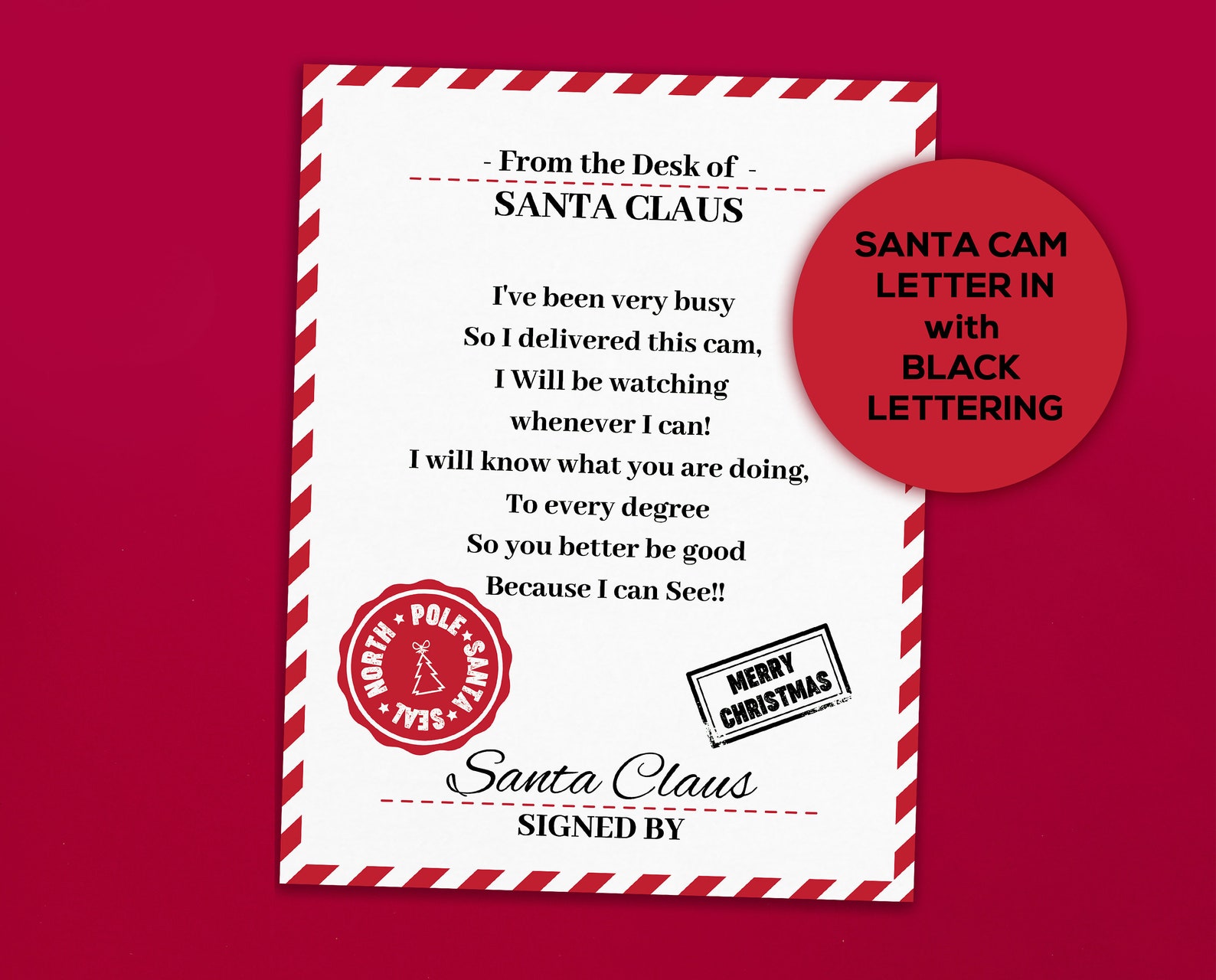 Santa Letter for Santa Cam Printable Letter From Santa - Etsy