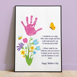 Mother's Day Flower Handprint Art, Memory Keepsake, Toddler Crafts ...