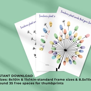 Fingerprint Dandelion Art: Teacher Appreciation Gift (PDF) - Etsy