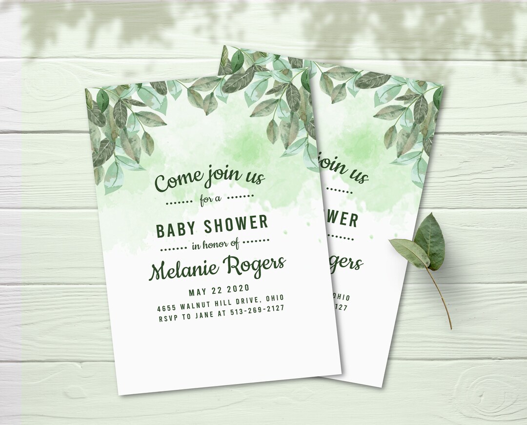 Nature Baby Shower Invitation, Greenery Baby Shower Invitation With ...