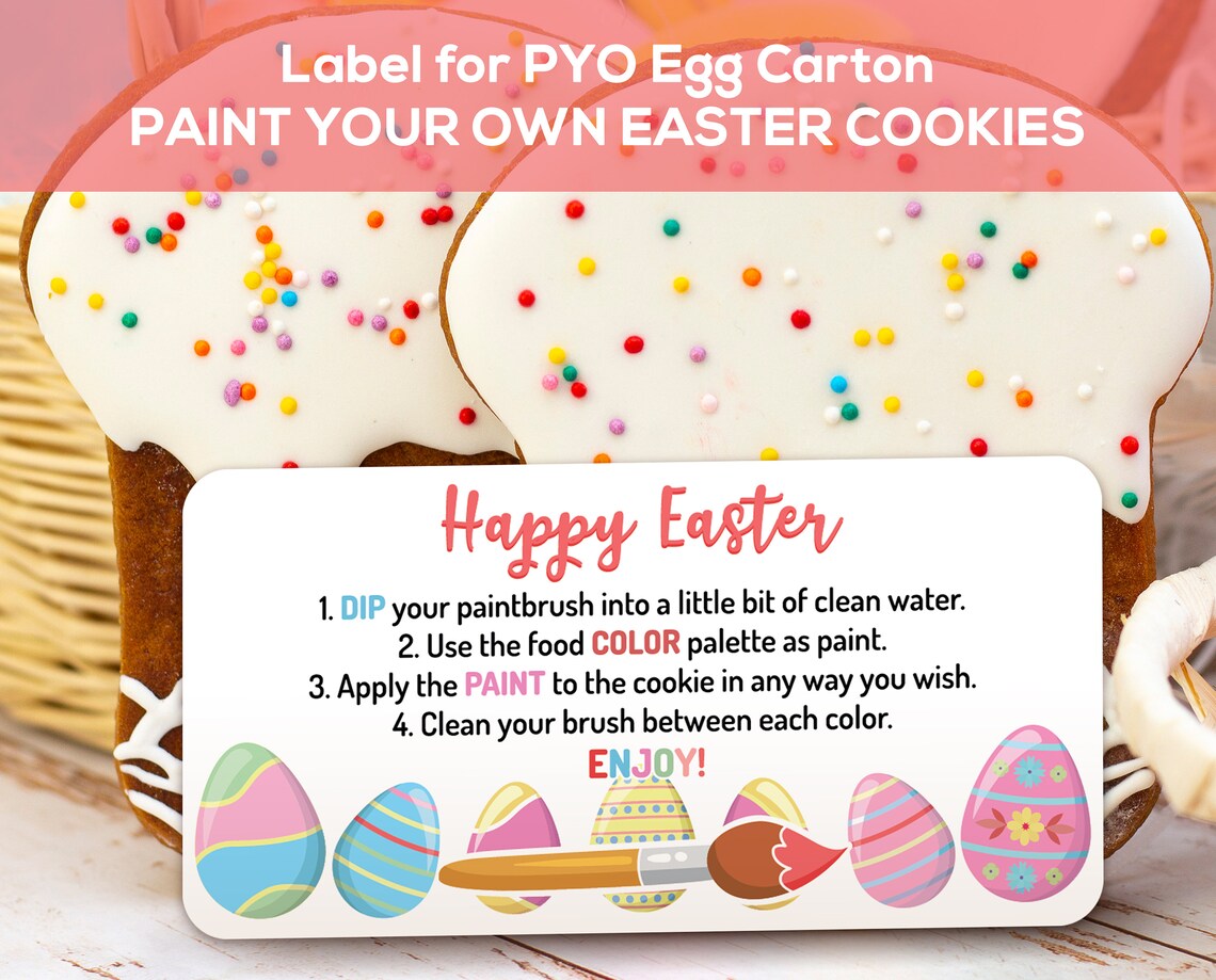 PYO Egg Carton Label Paint Your Own Cookie Easter Egg - Etsy