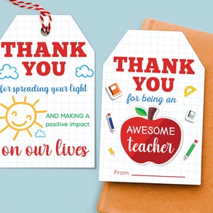 Teacher Appreciation Gift Tag, Teacher Appreciation Week, Teacher Thank ...