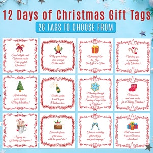 12 Days of Christmas Gift Tags, Printable 12 Days of Christmas Gifts ...