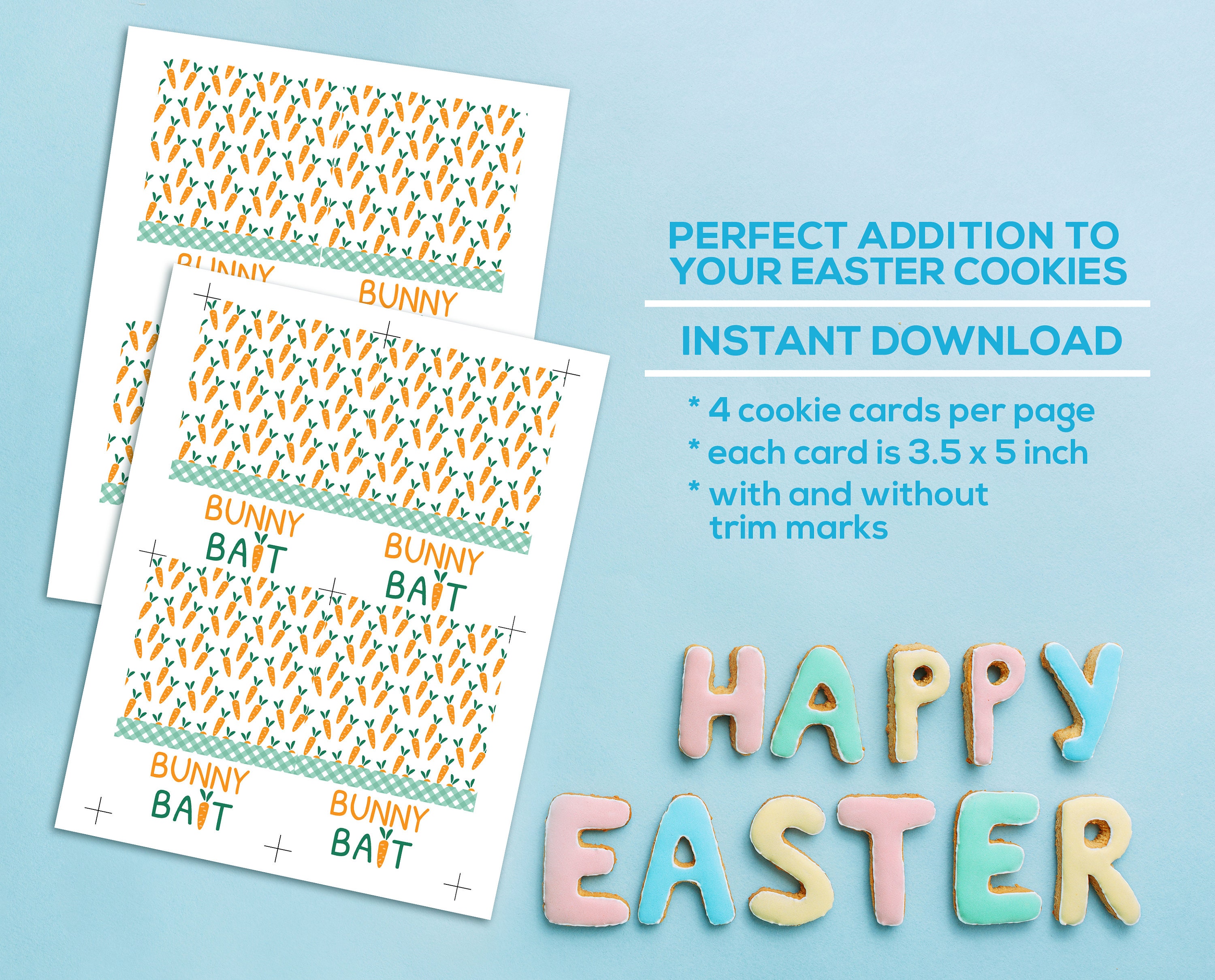 Carrot Bunny Bait Cookie Card Easter Cookie Cards Printable - Etsy
