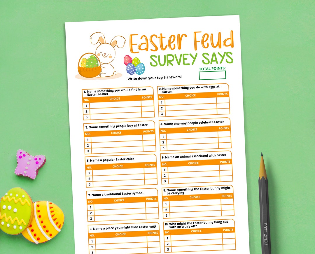 Easter Family Feud Game, Easter Games for Adults and Kids, Easter ...