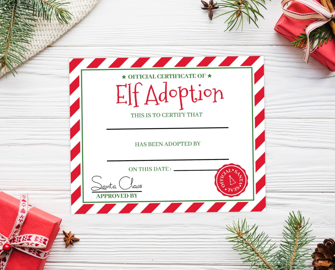 Elf Adoption Certificate, Elf Adoption Letter, Instant Download Elf ...