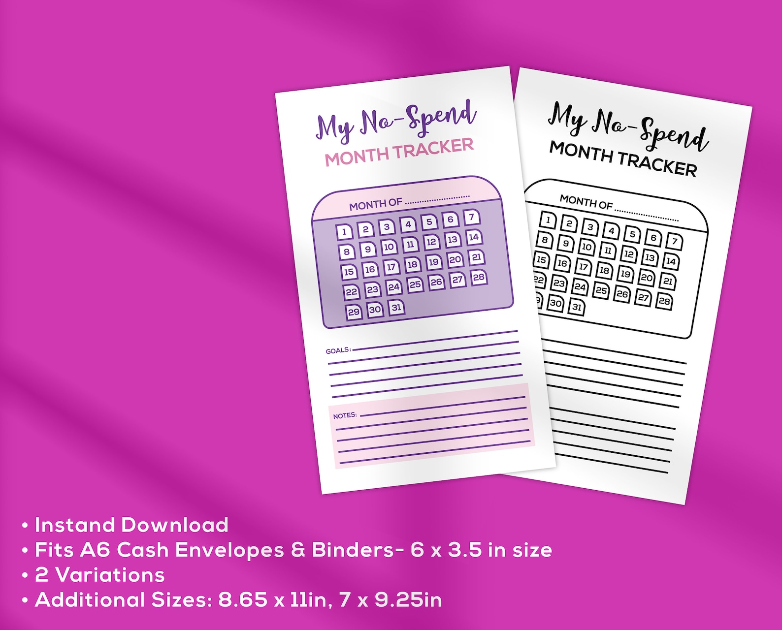 No Spend Month Challenge, Monthly Savings Tracker Printable - Etsy
