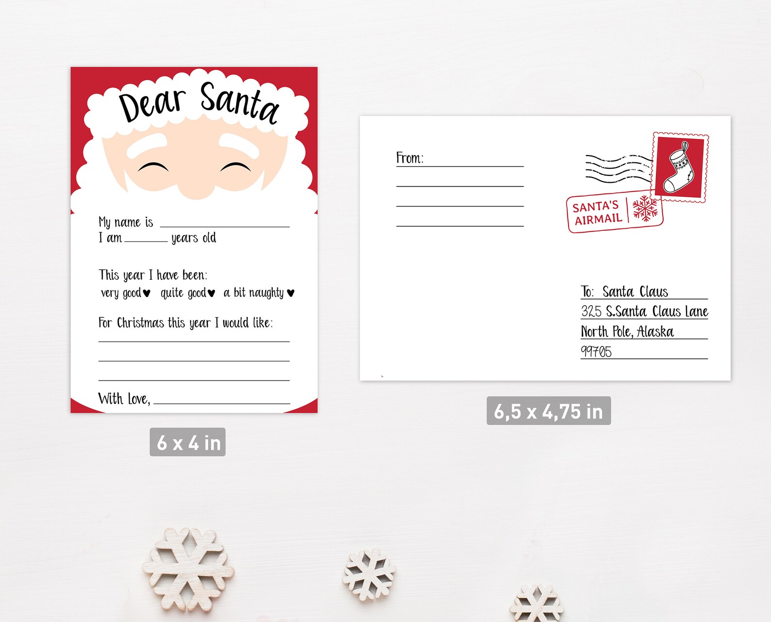 Letter to Santa With Envelope Christmas Wish List Printable - Etsy