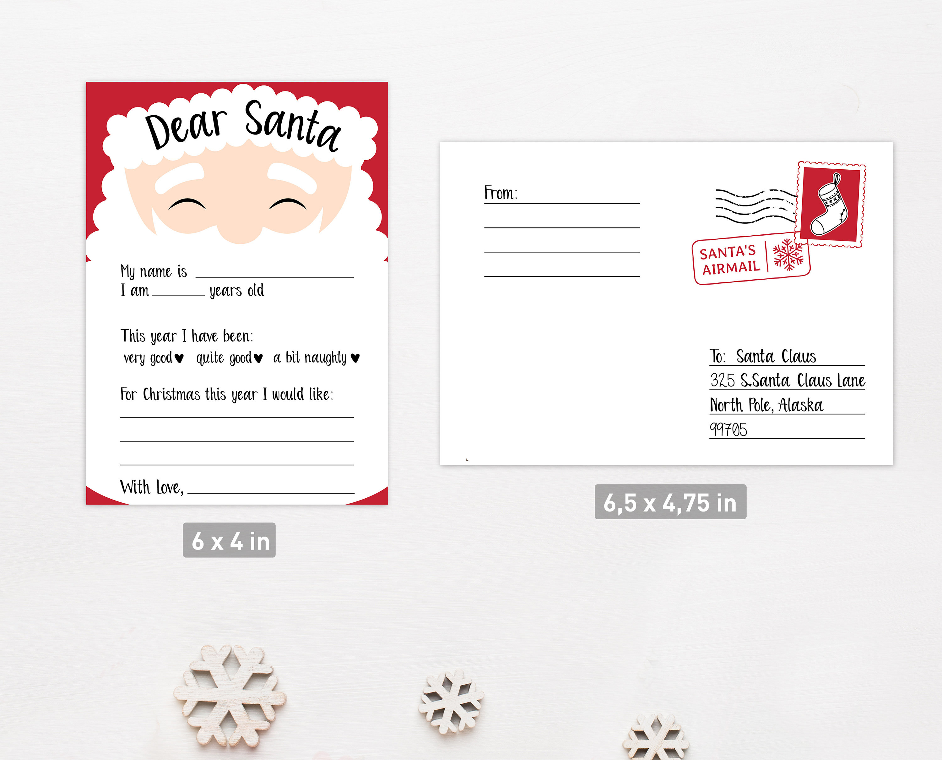 Letter to Santa With Envelope Christmas Wish List Printable - Etsy