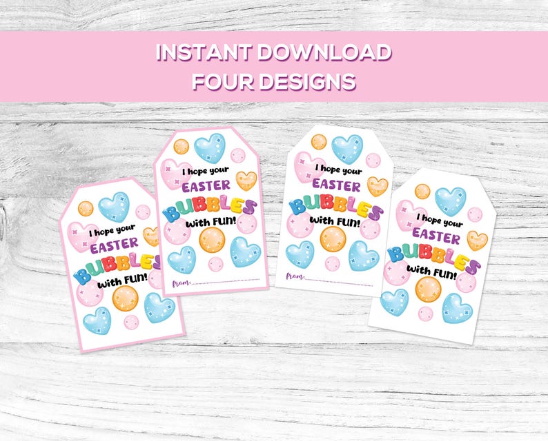 Easter Bubble Wand Tags: Printable Non- Candy School Favors (digital ...