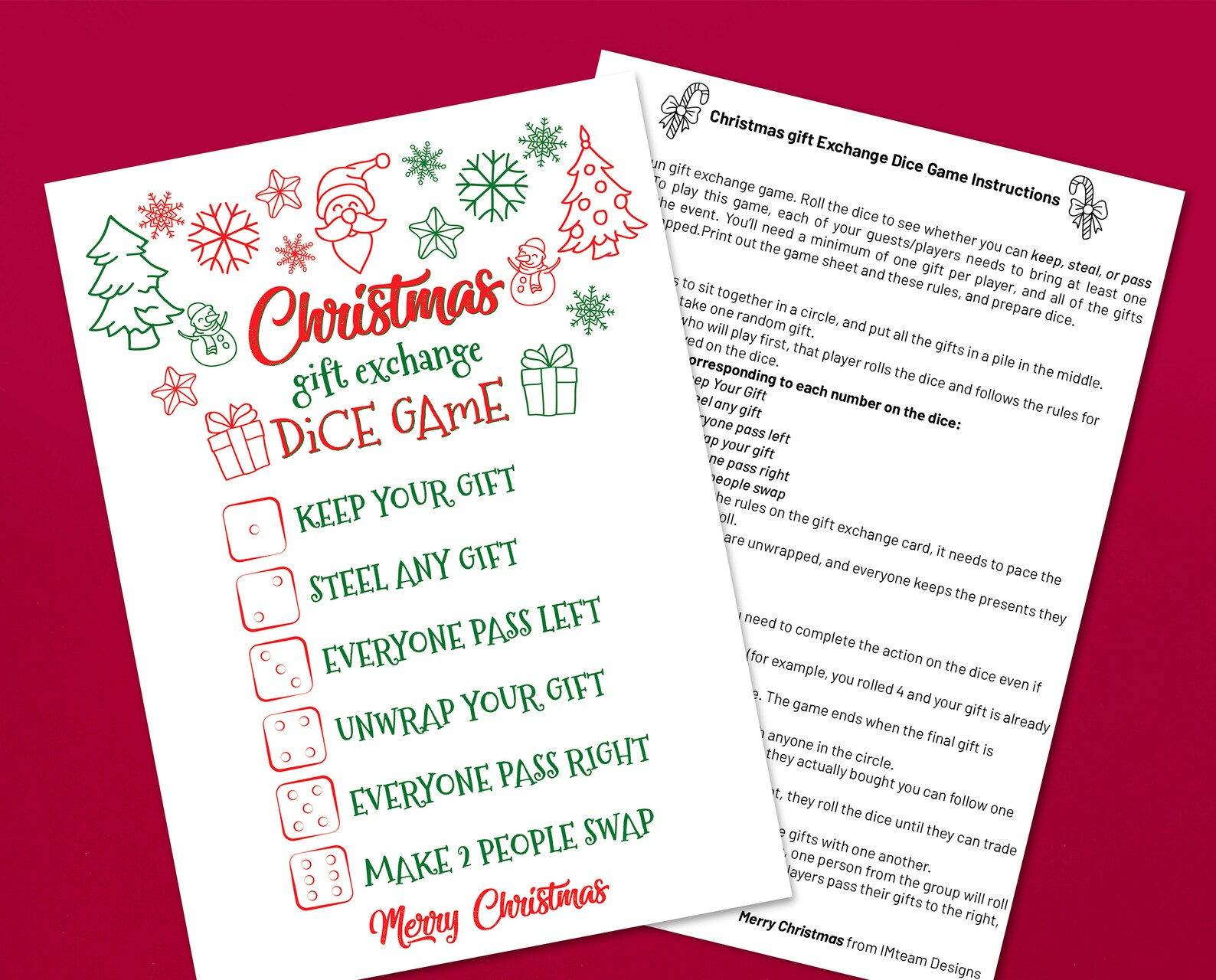 Christmas Printable Games Christmas Gift Exchange Game - Etsy