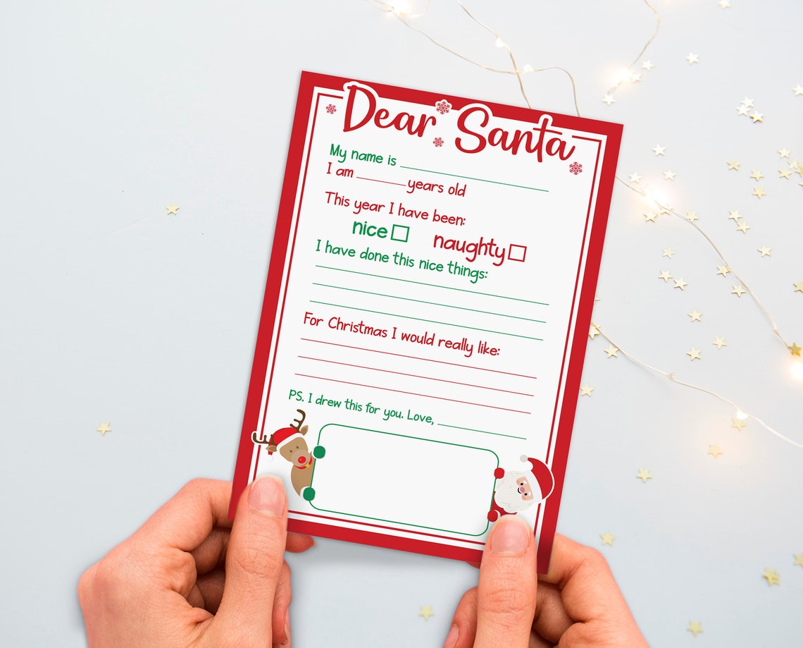 Letter to Santa Dear Santa Letter Santa Letter Printable | Etsy