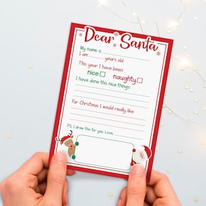 Printable Christmas Wish List, Letter to Santa, Dear Santa Letter ...