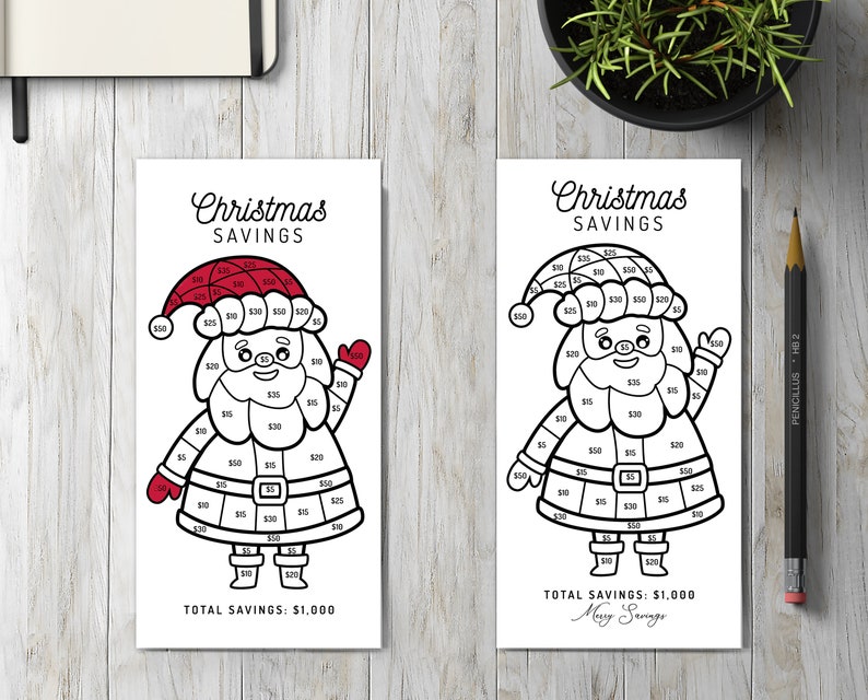 Christmas Savings Challenge Printable Santa Savings - Etsy