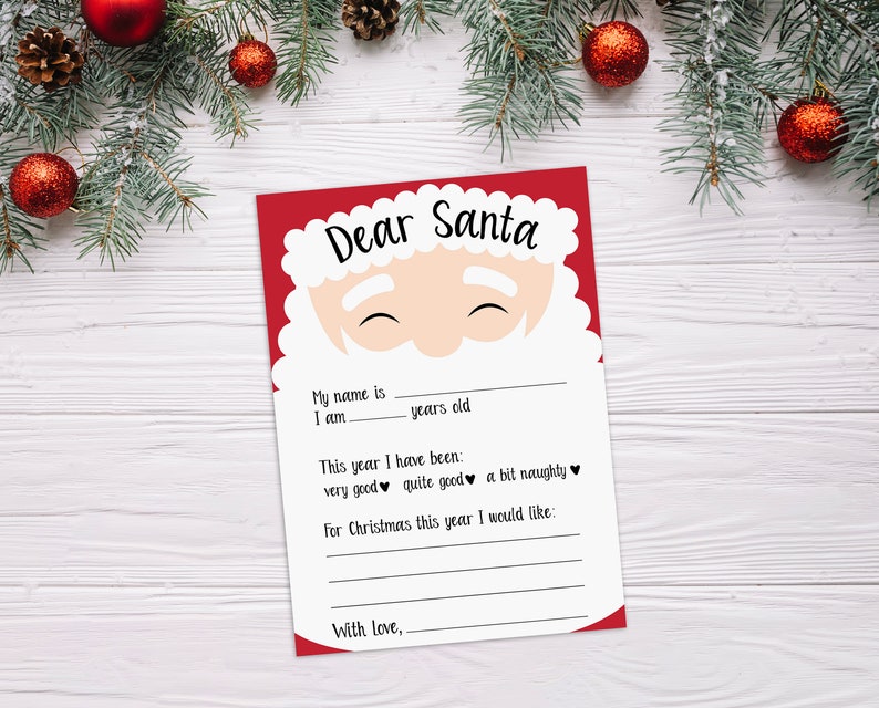 Letter to Santa Christmas Wish List Printable Santa Letter | Etsy