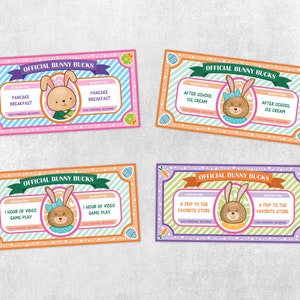 Easter Bunny Bucks Printable Coupons, Easter Egg Filler, Easter Coupons ...
