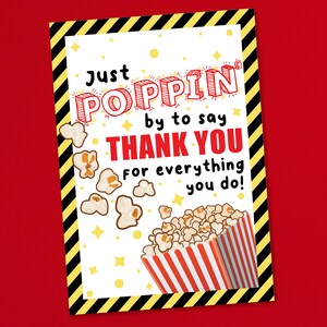 Popcorn Gift Tag Printable, Just Poppin by to Say Thank You Gift Tag ...