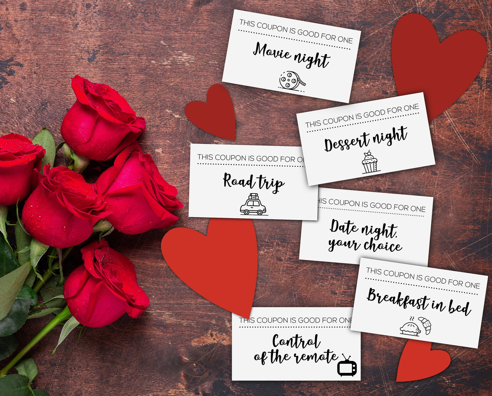 Love Coupons for Him or Her With Hearts and Envelope Love - Etsy
