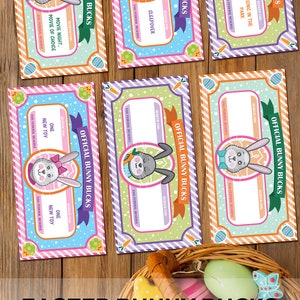 Easter Bunny Bucks Printables, Easter Play Money, Easter Egg Hunt ...