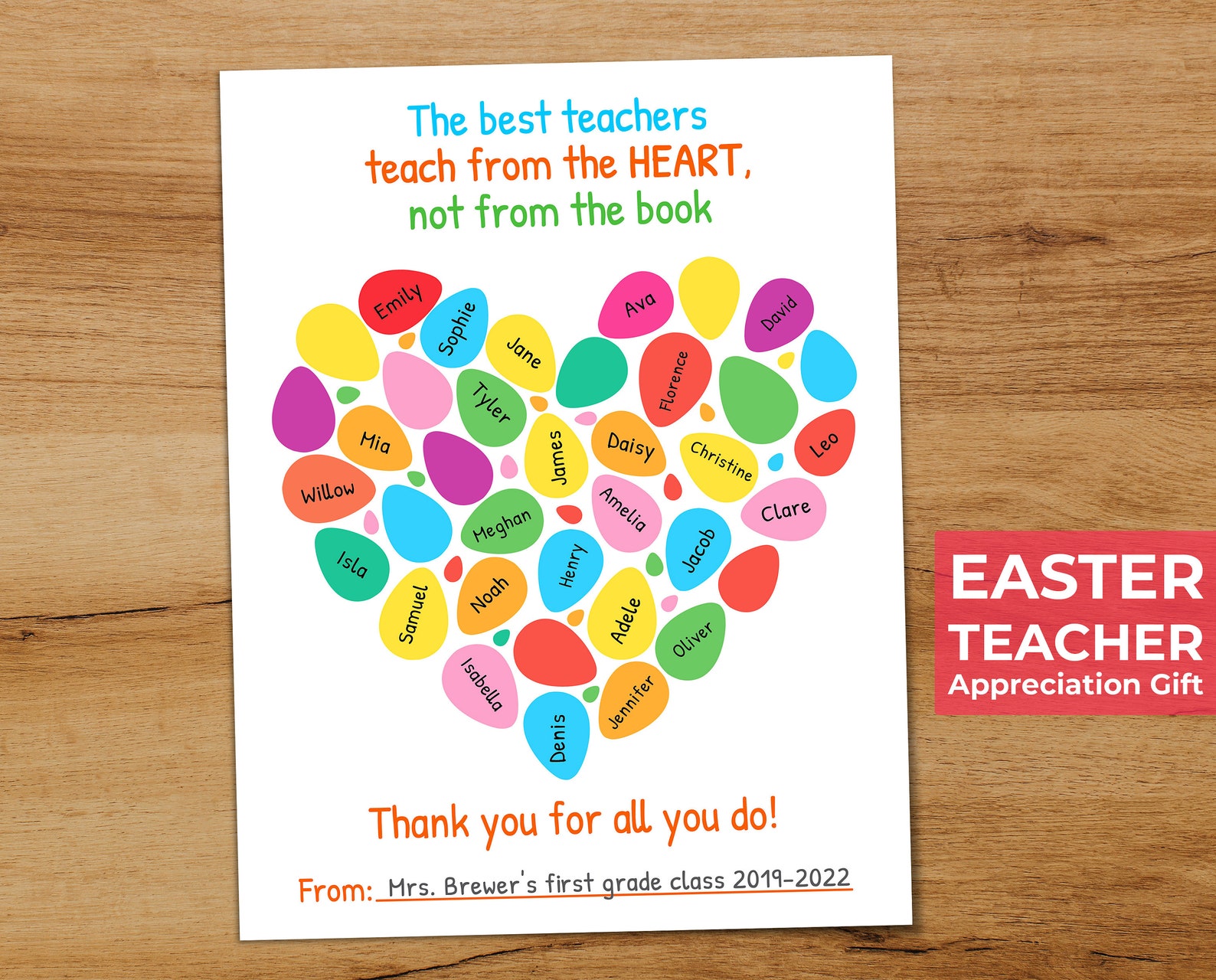 Easter Teacher Appreciation Gift, Rainbow Easter Eggs Class Gift for ...