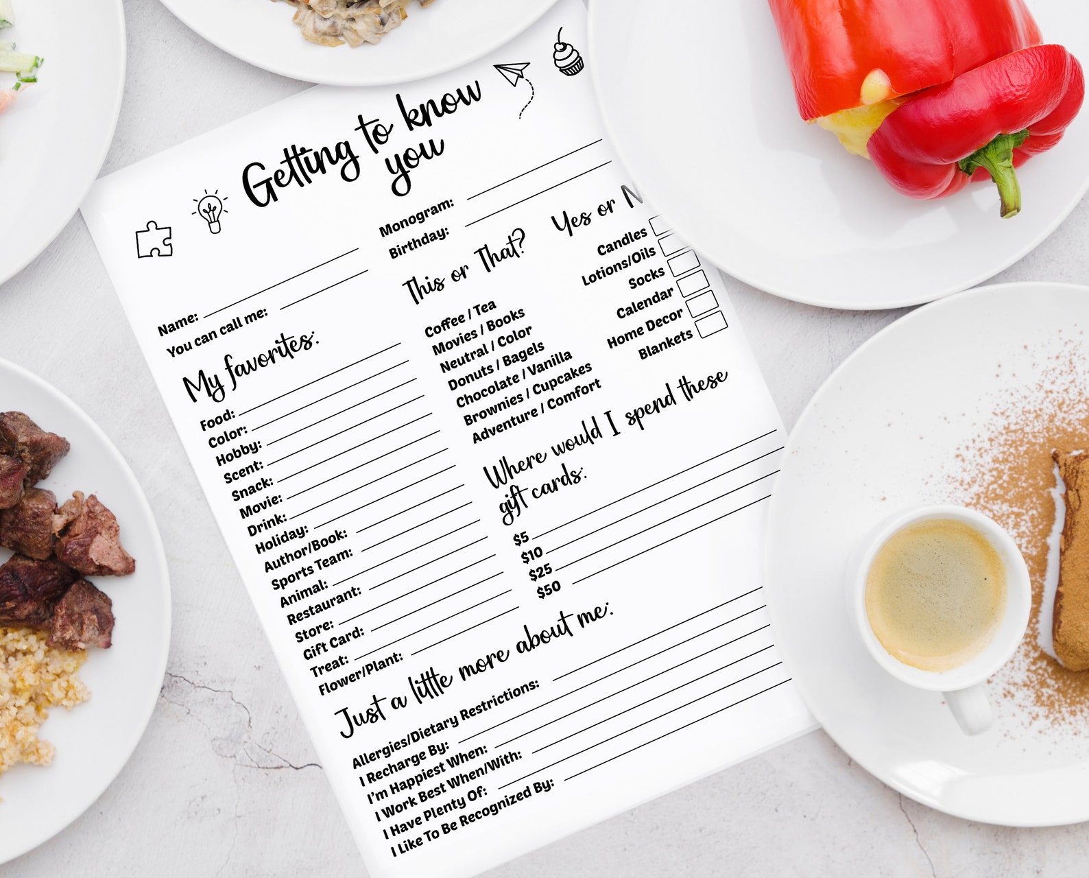 Getting to Know You Printable Survey, All About Me, Coworker Question ...