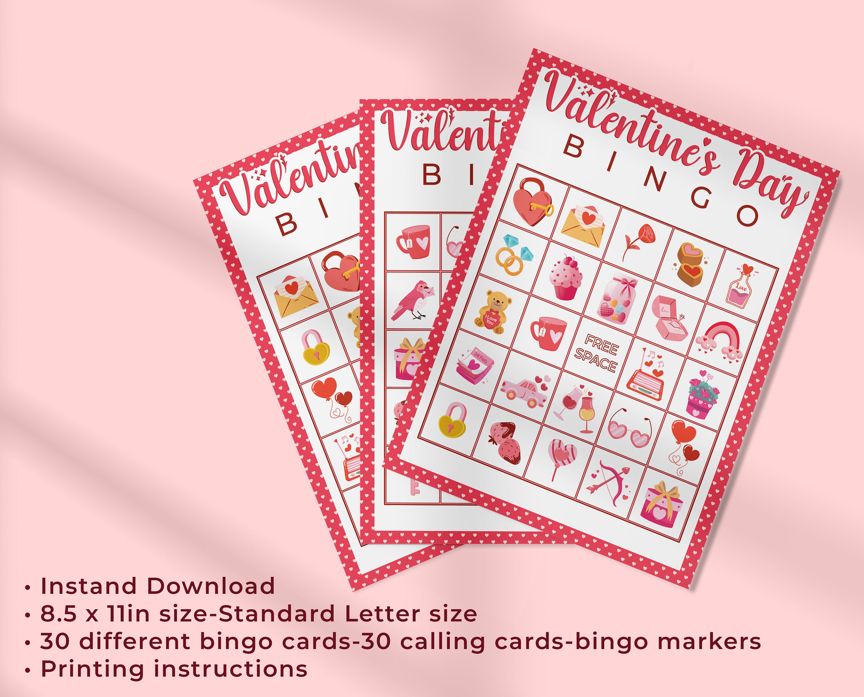 Valentine's Day Bingo Game for Kids and Adults Printable | Etsy