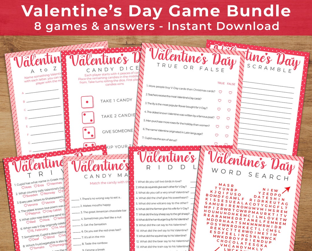 Valentine's Day Games Bundle | Printable Party Games (PDF Download ...