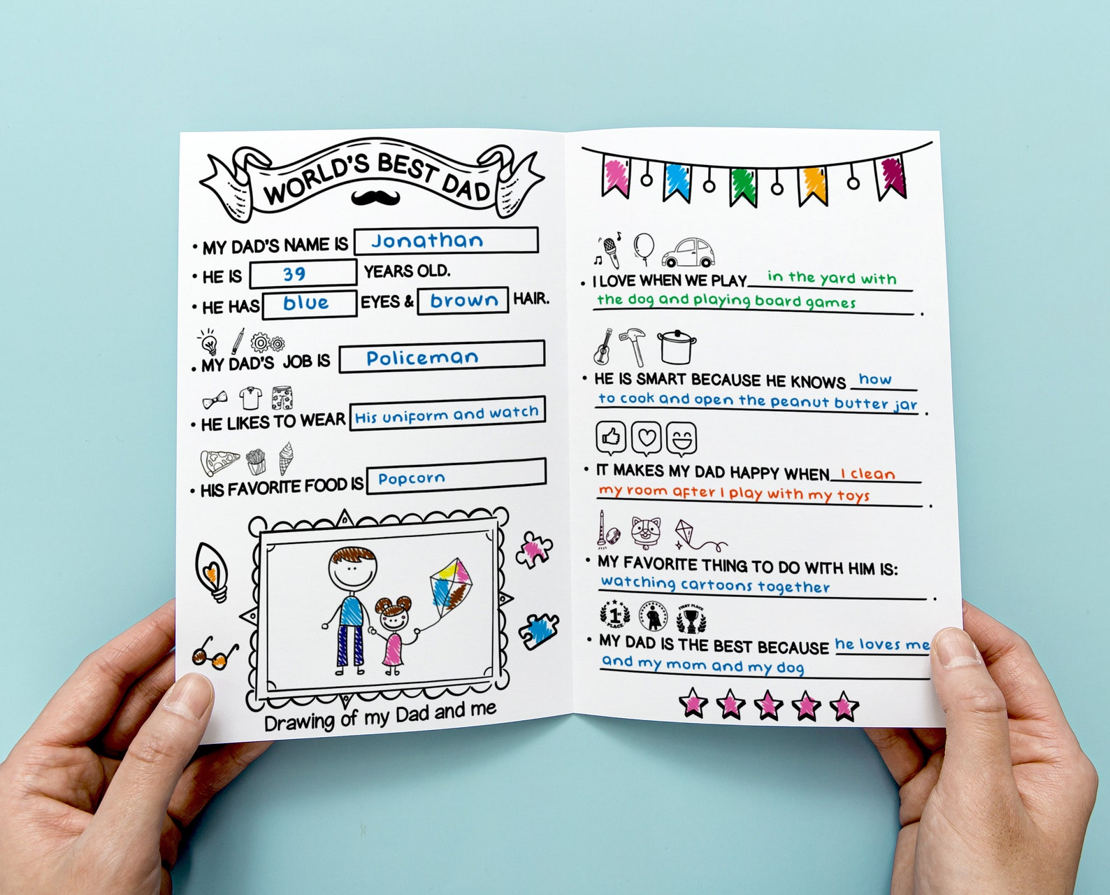 All About Dad Questionnaire, Father's Day Fill In, Dad Birthday Gift ...