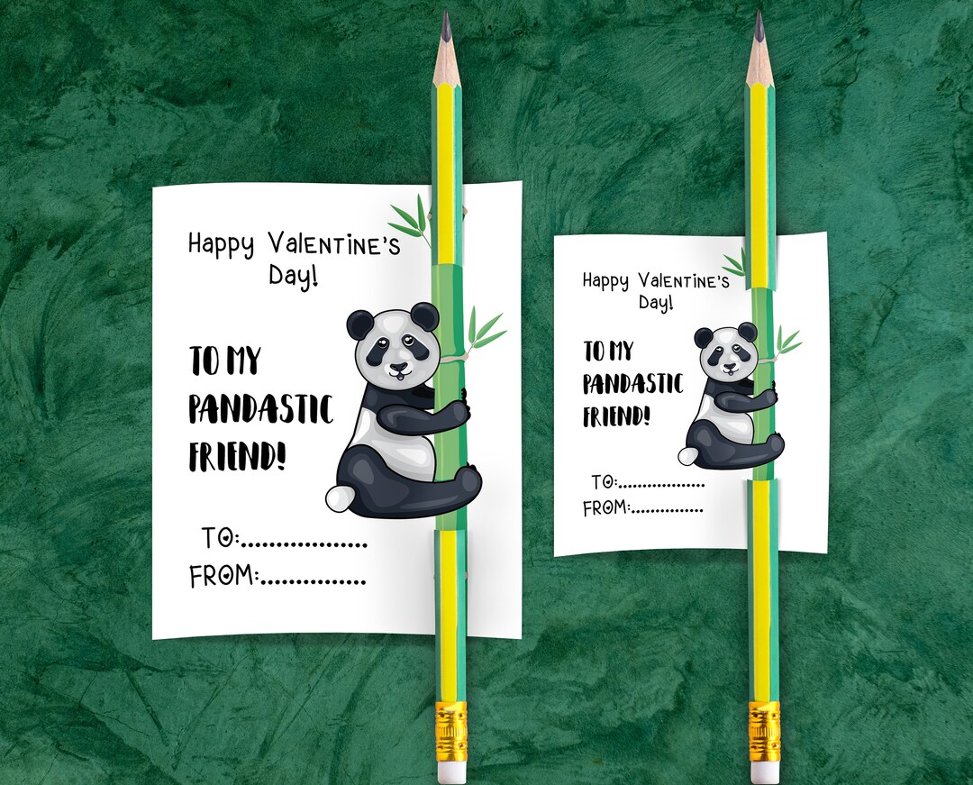Cute Panda Valentines for Class, Printable Panda Bear Pencil Holder ...