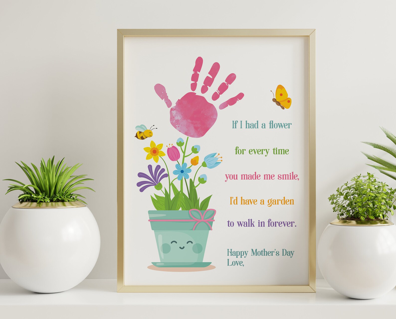 Mothers Day Flower Handprint Art Happy Mothers Day Keepsake | Etsy