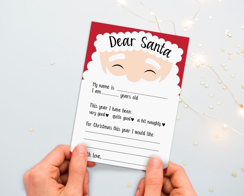 Letter to Santa Christmas Wish List Printable Santa Letter | Etsy