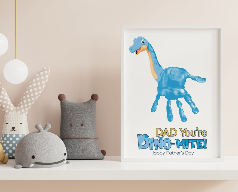 DIY Kids Dinosaur Handprint Art First Fathers Day Gift From - Etsy