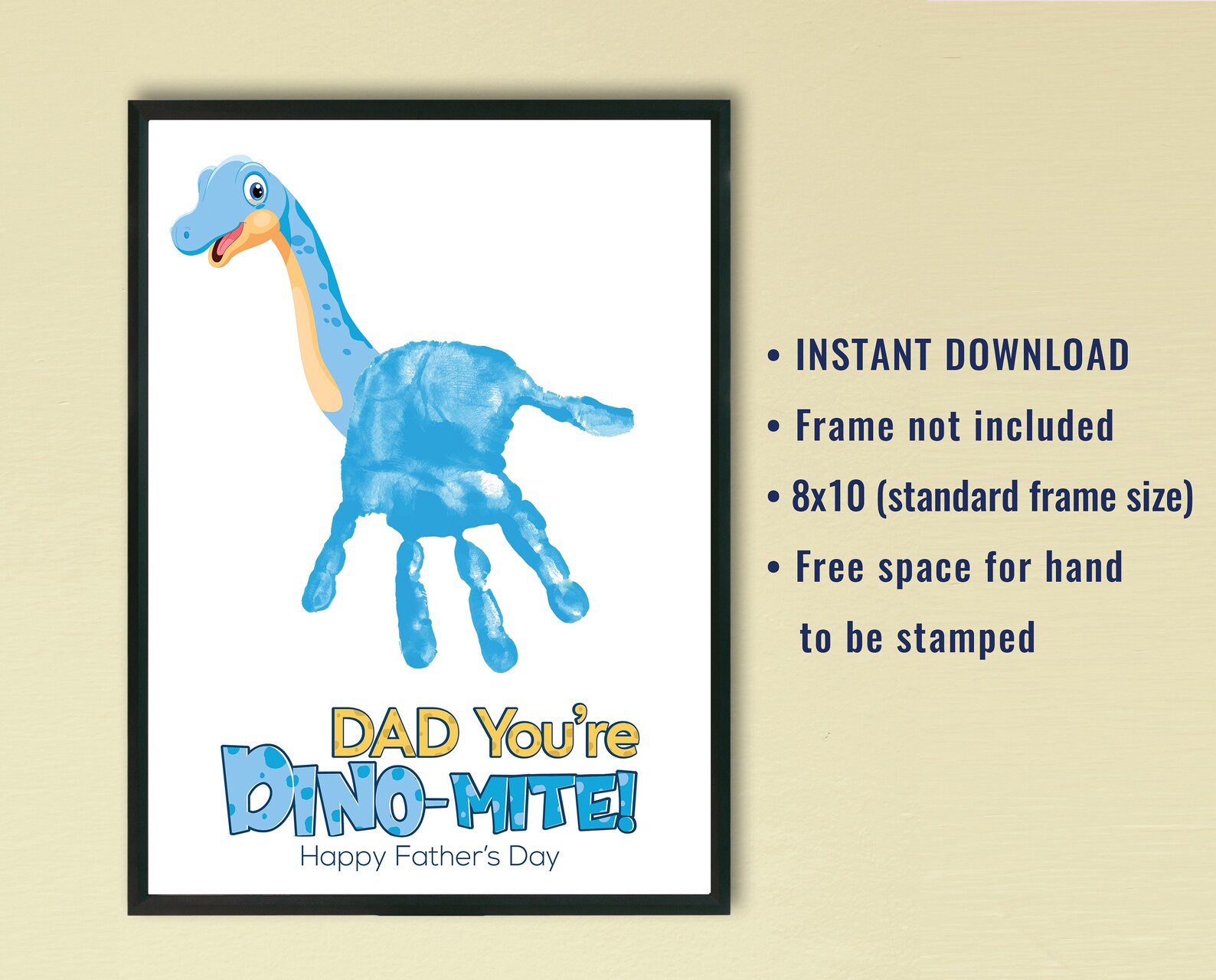 DIY Kids Dinosaur Handprint Art First Fathers Day Gift From - Etsy