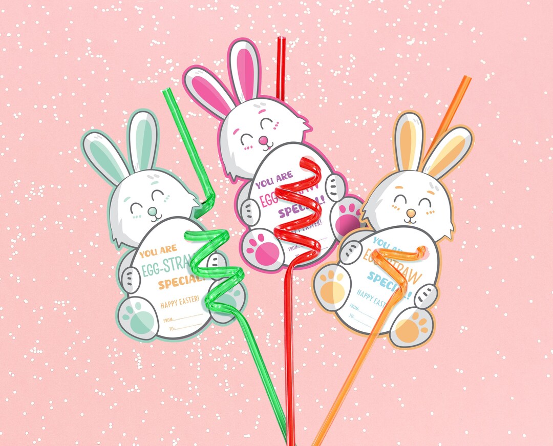 Crazy Straw Easter Gift Tags Printable, Bunny Straw Holders (PDF) - Etsy