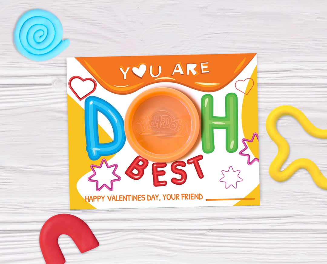 Play Dough Valentine Printable, Non-candy Valentine, Class Party ...
