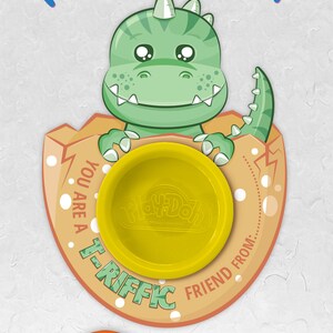 Dinosaur Play Doh Cards, Dinosaur Playdoh Birthday Party, Dino Favor ...