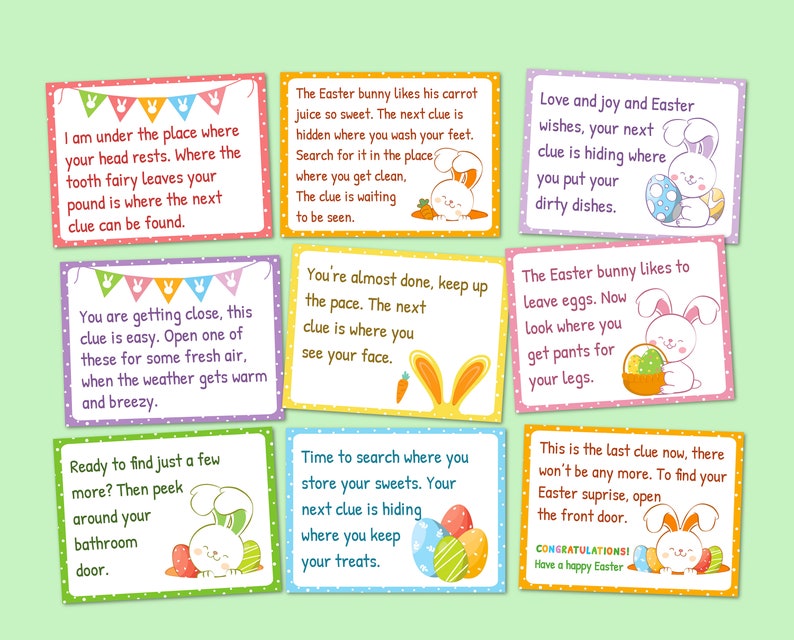 Indoor Easter Scavenger Hunt Kids Treasure Hunt Clue Cards - Etsy