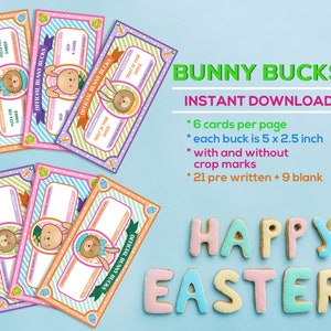 Easter Bunny Bucks Printable Coupons, Easter Egg Filler, Easter Coupons ...