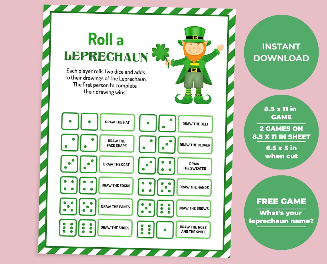 Roll a Leprechaun Dice Game, St Patrick’s Day Games for Kids and Adults ...