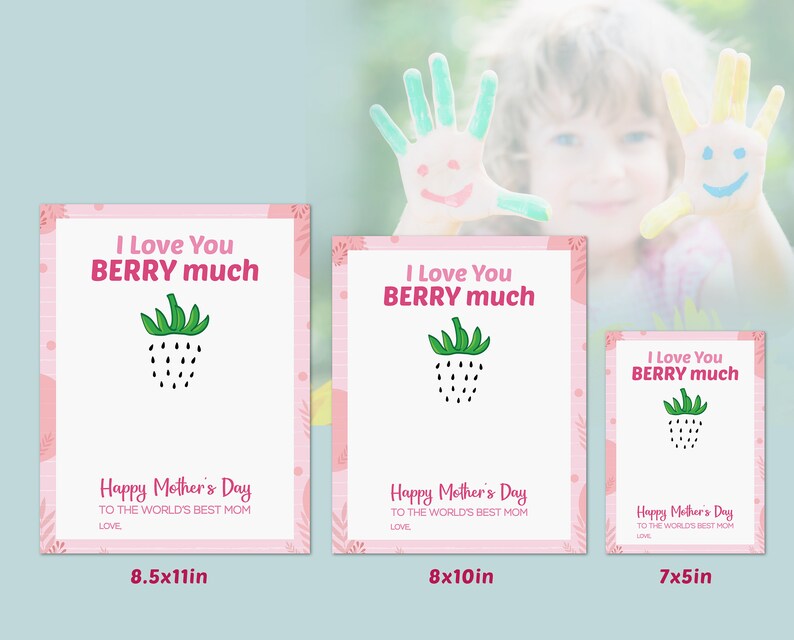 I Love You Berry Much Custom Mothers Day Handprint Art Mom - Etsy