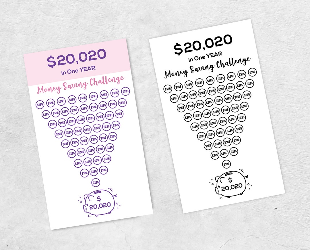 Save 20K Money Challenge 20K Savings Tracker for A6 Cash - Etsy