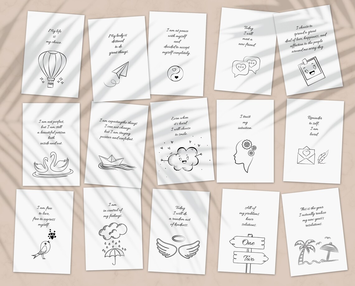70 Printable Encouragement Cards Positive Affirmation Deck - Etsy