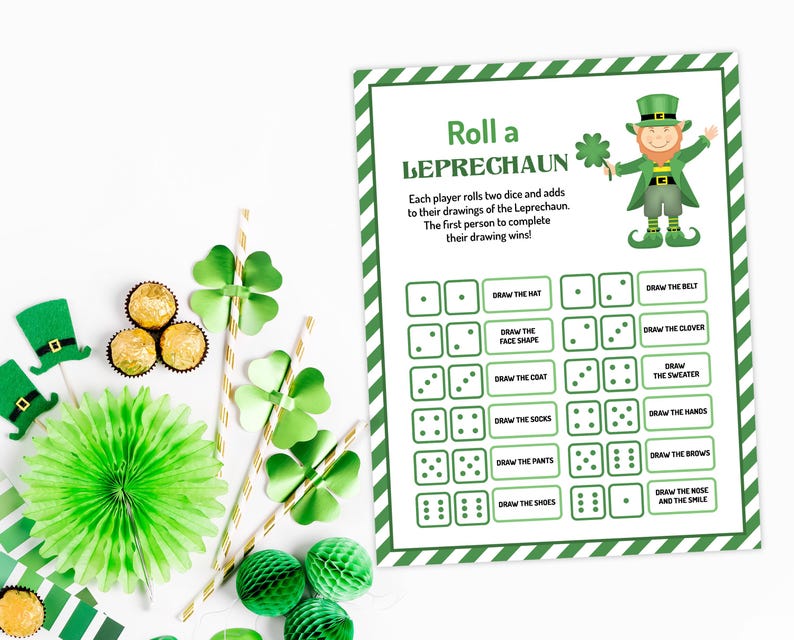 St Patrick's Day Roll a Leprechaun Dice Game (printable PDF) - Etsy