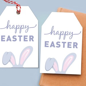 Happy Easter Tag, Easter Bunny Print, Easter Basket Gift Tag, Easter ...