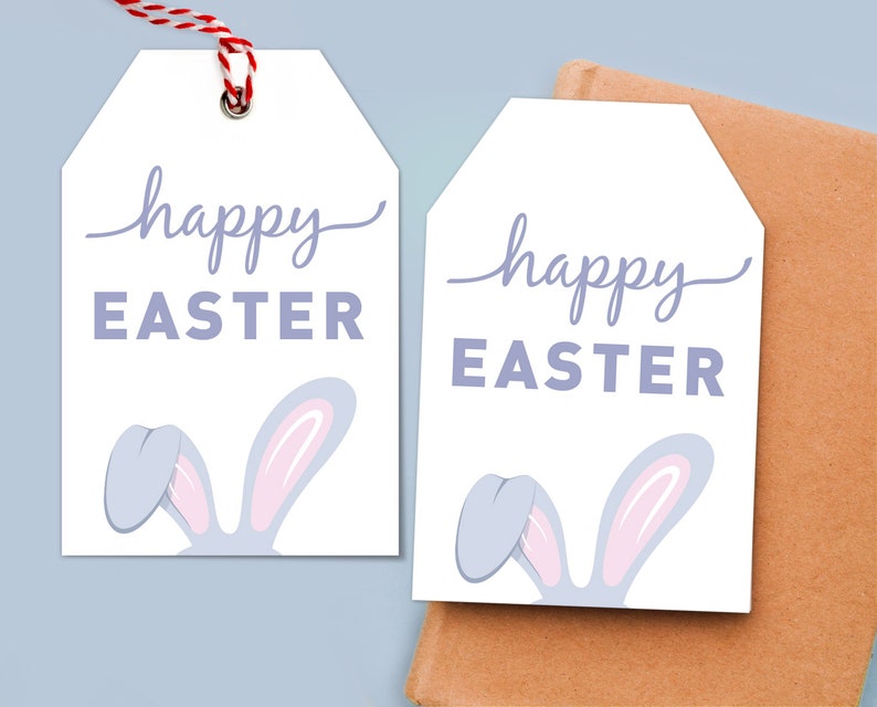 Happy Easter Tag, Easter Bunny Print, Easter Basket Gift Tag, Easter ...