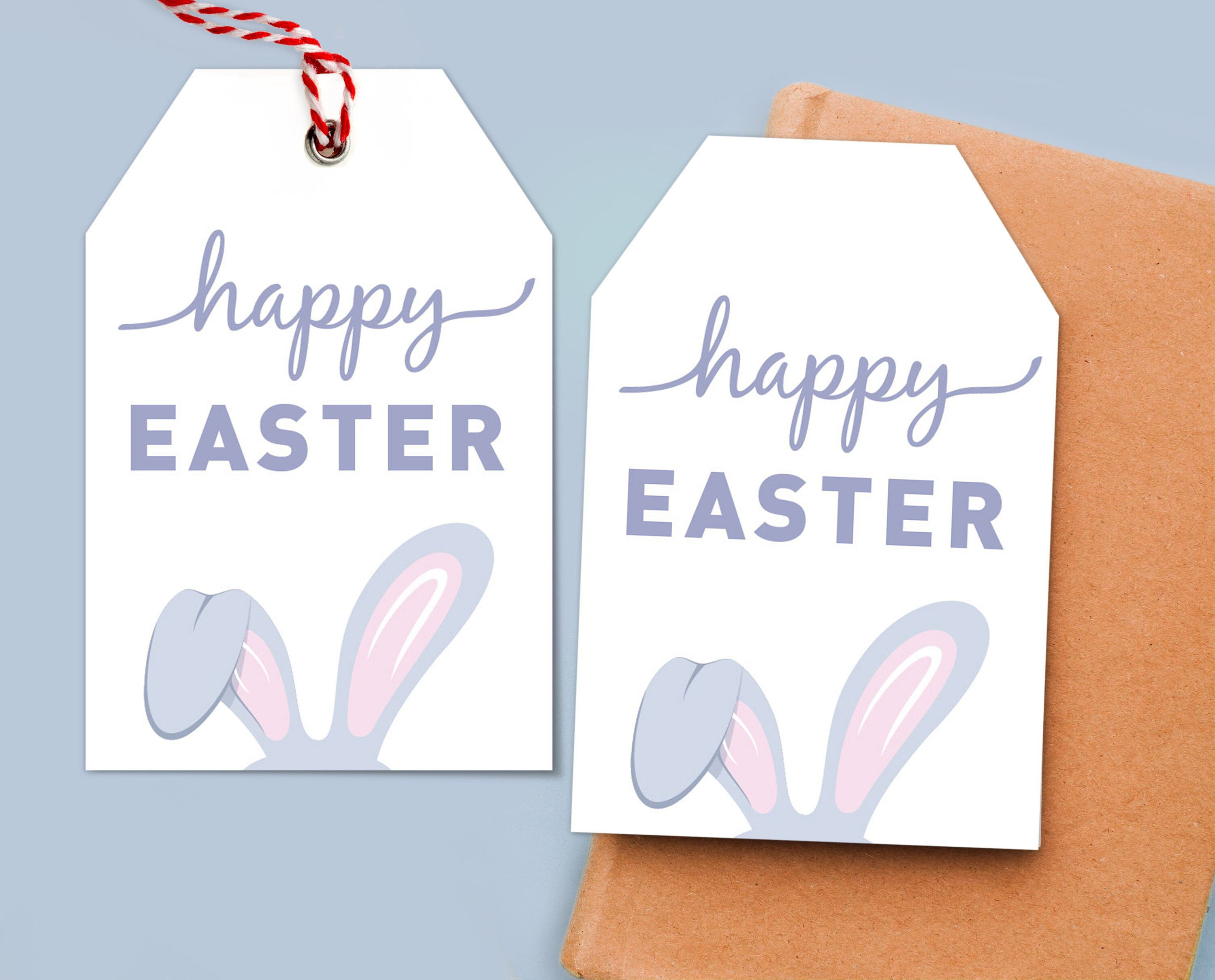 Happy Easter Tag, Easter Bunny Print, Easter Basket Gift Tag, Easter ...