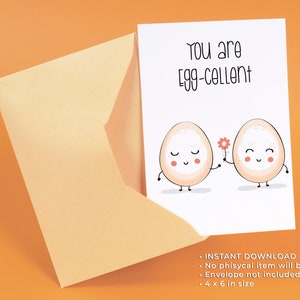 You Are Eggcelent Card, Cute Pun Card, Best Friend Card, Punny Greeting ...
