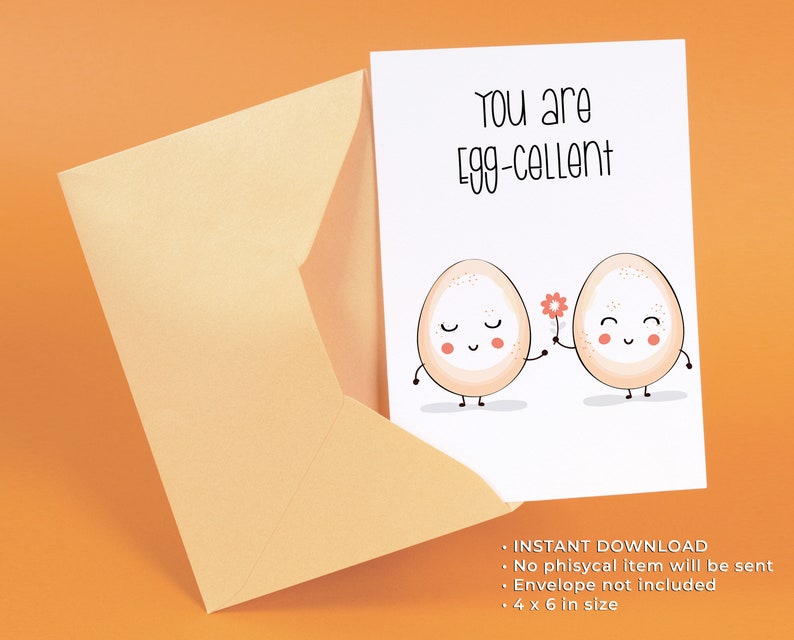 You Are Eggcelent Card, Cute Pun Card, Best Friend Card, Punny Greeting ...