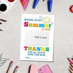 School is Out Summer is Here Gift Card Holder, End of School Gift ...